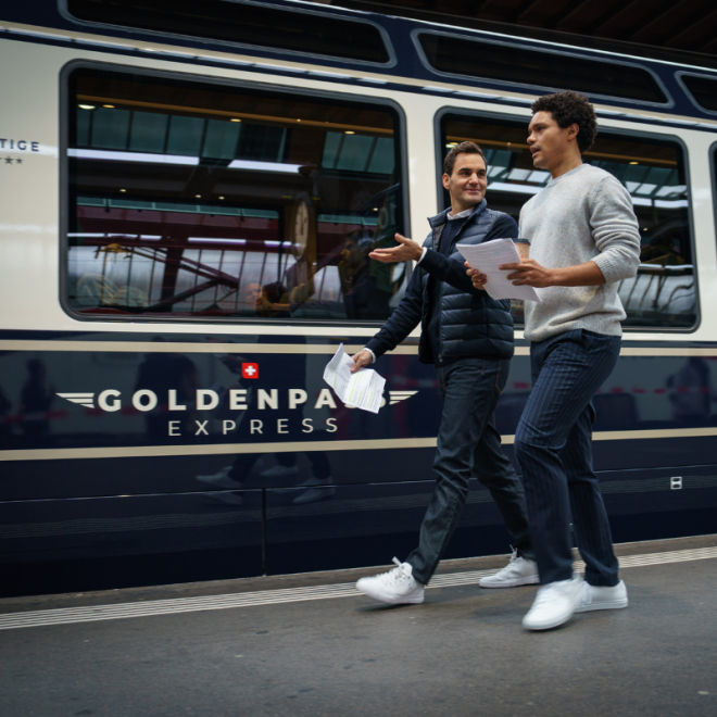 This Train Tour Of Switzerland With Roger Federer & Trevor Noah Is Epic!