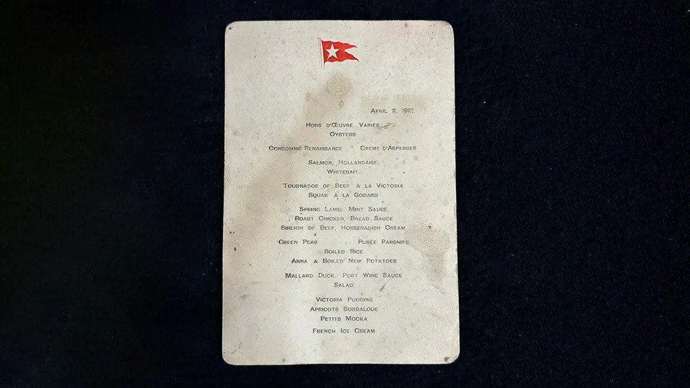 The First-Class Dinner Menu On The Titanic Has Been Sold At USD 102,000