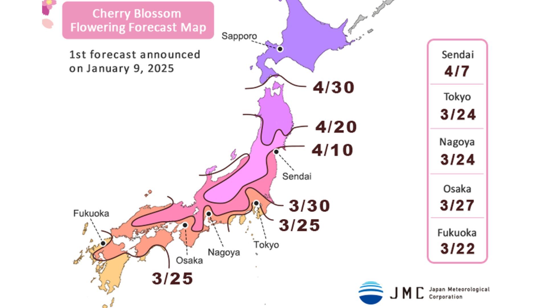 Cherry Blossom Season In Japan: City-Wise Sakura Forecast For 2025